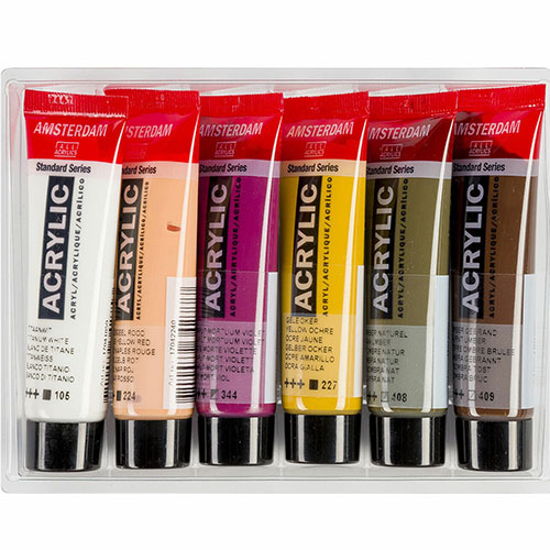 Royal Talens Amsterdam Acrylic Paint Set 0.67oz/20ml – (6 Pack ...